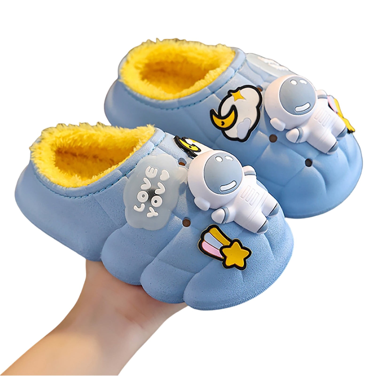 LIIPEE Plush Slippers Warm Cartoon Closed Toe Non- Soft Sole Fuzzy ...