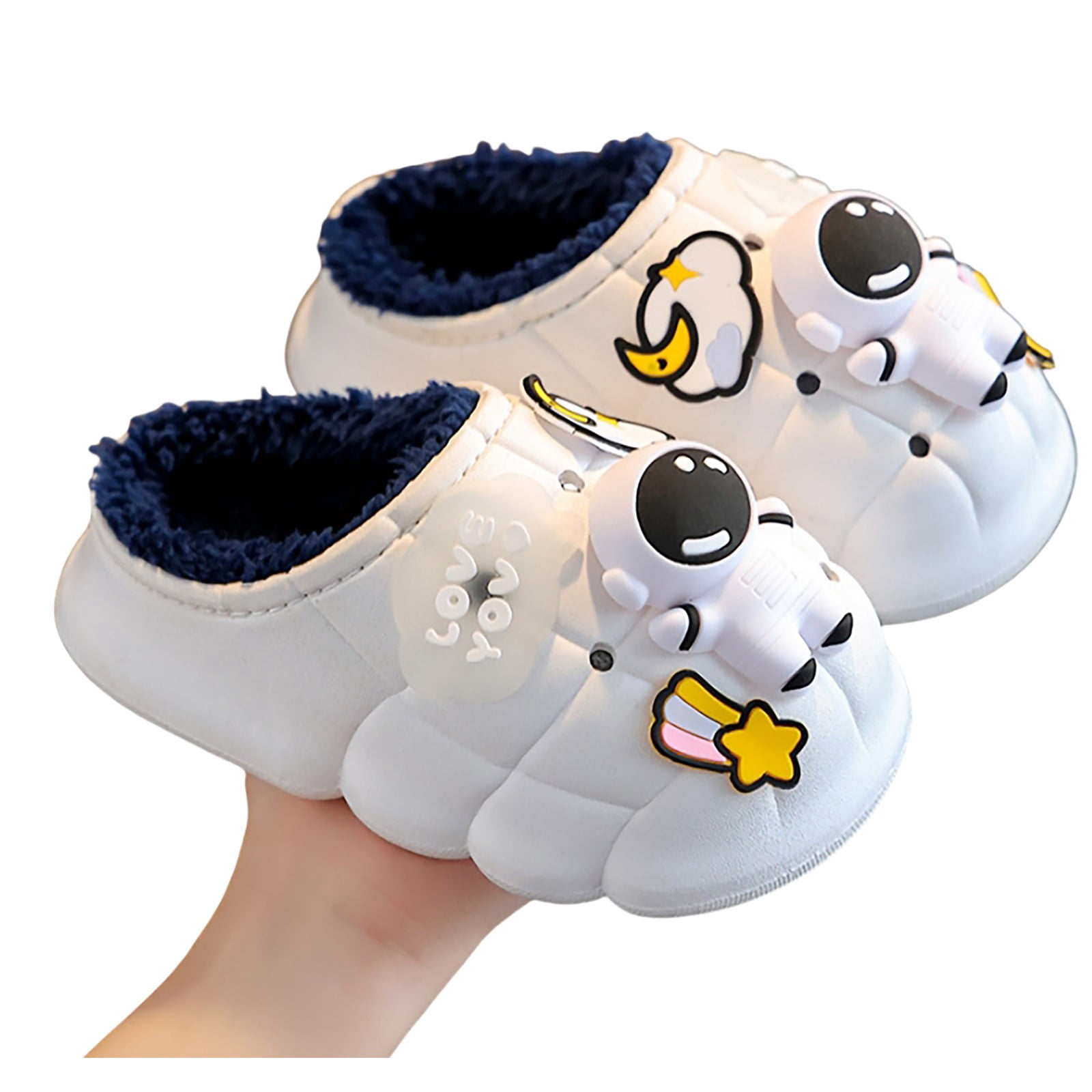 LIIPEE Plush Slippers Warm Cartoon Closed Toe Non- Soft Sole Fuzzy ...