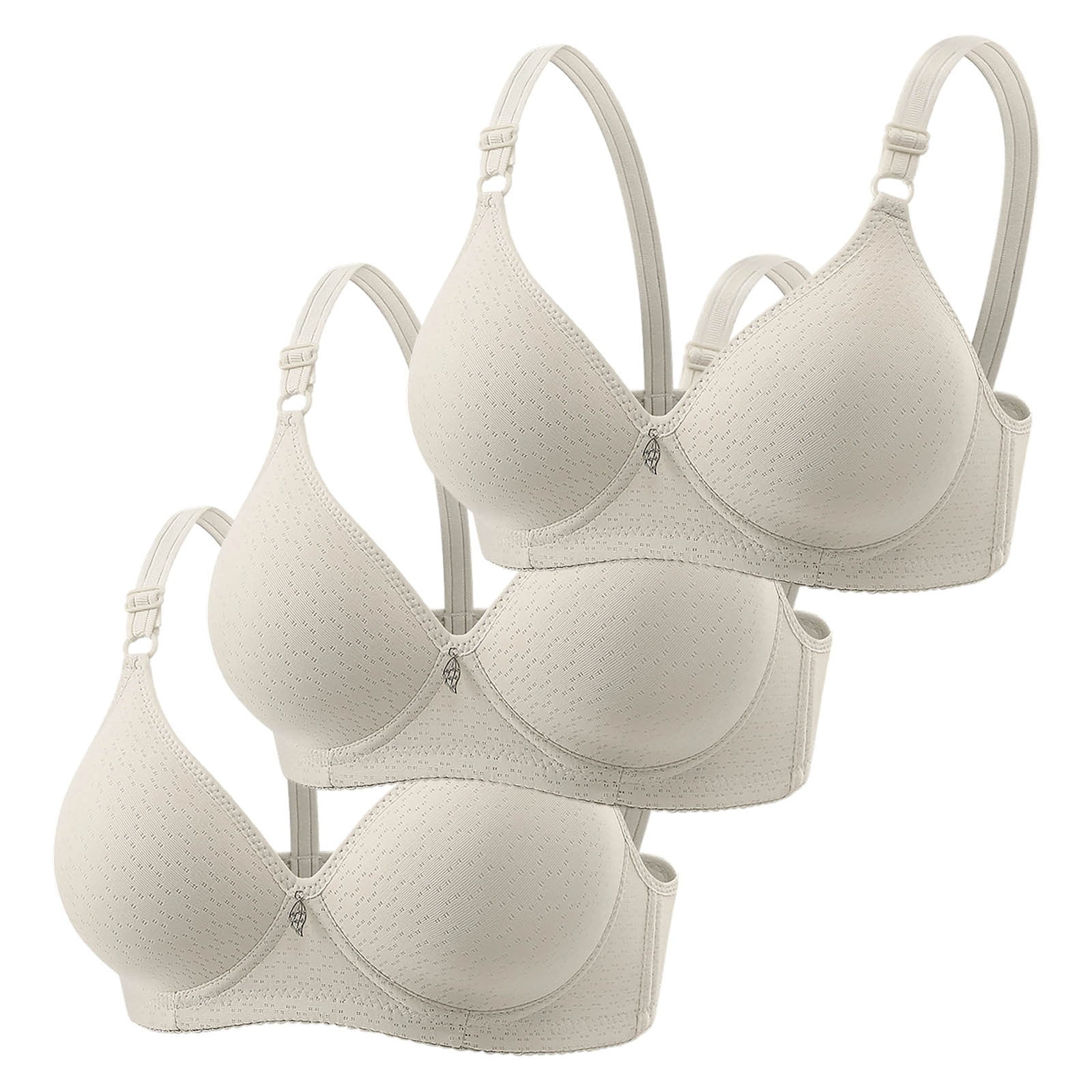 LIIPEE Women Bras 3 Pack Solid Color Plus Size Full Coverage Underwire ...