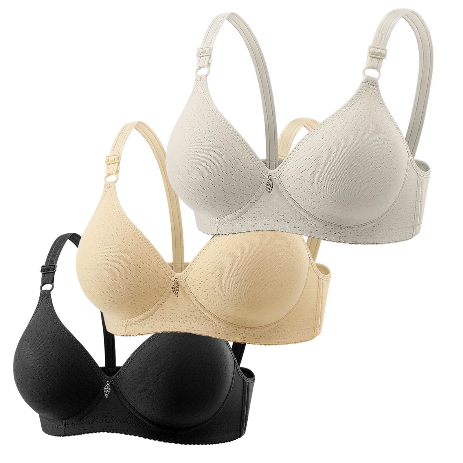 LIIPEE Women Bras 3 Pack Solid Color Plus Size Full Coverage Underwire ...