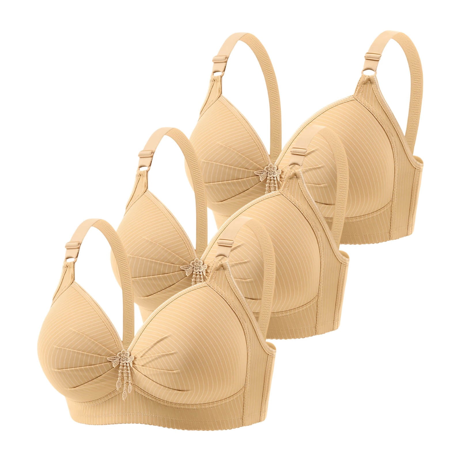 LIIPEE Women Bras 3 Pack Solid Color Plus Size Full Coverage Underwire ...