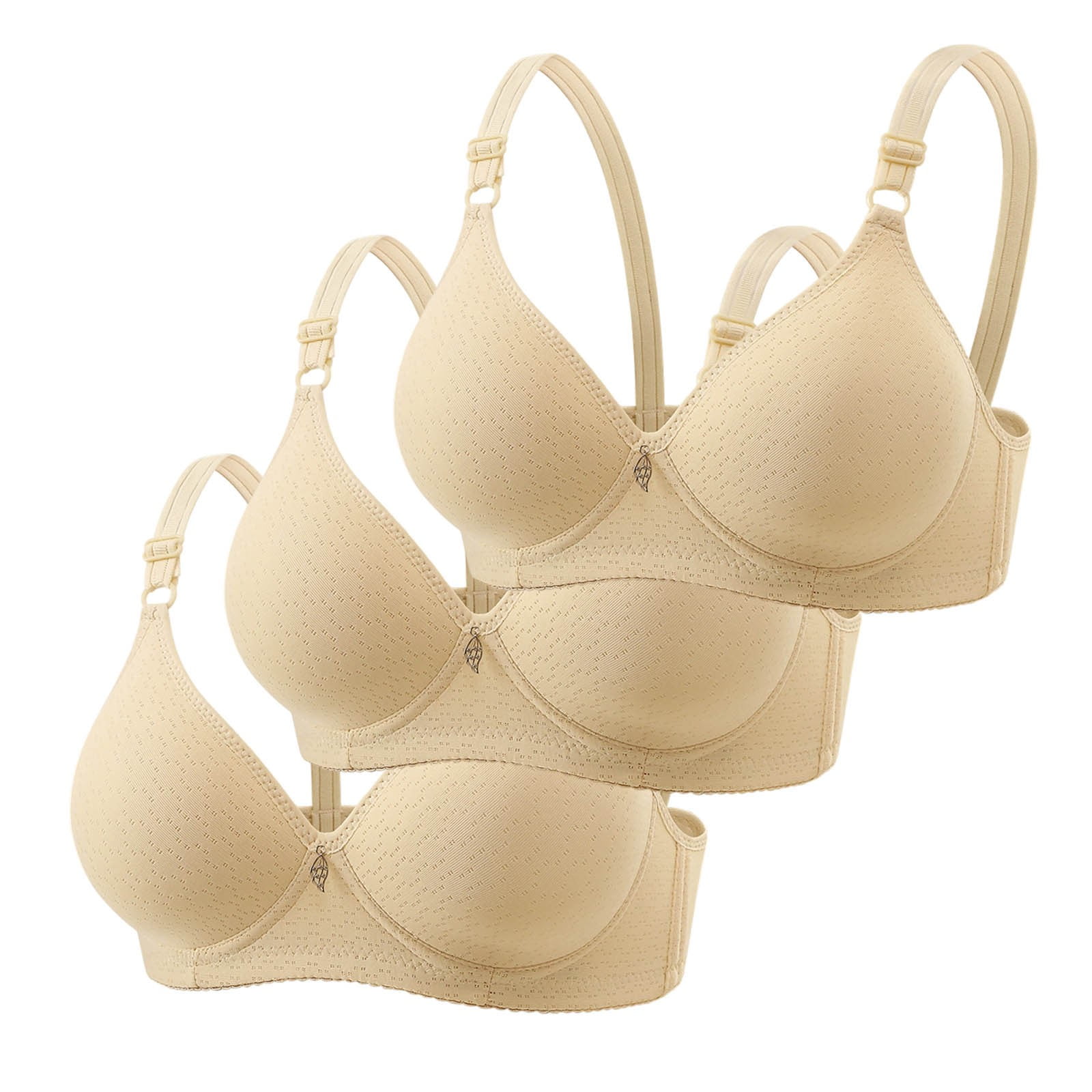 LIIPEE Women Bras 3 Pack Solid Color Plus Size Full Coverage Underwire ...