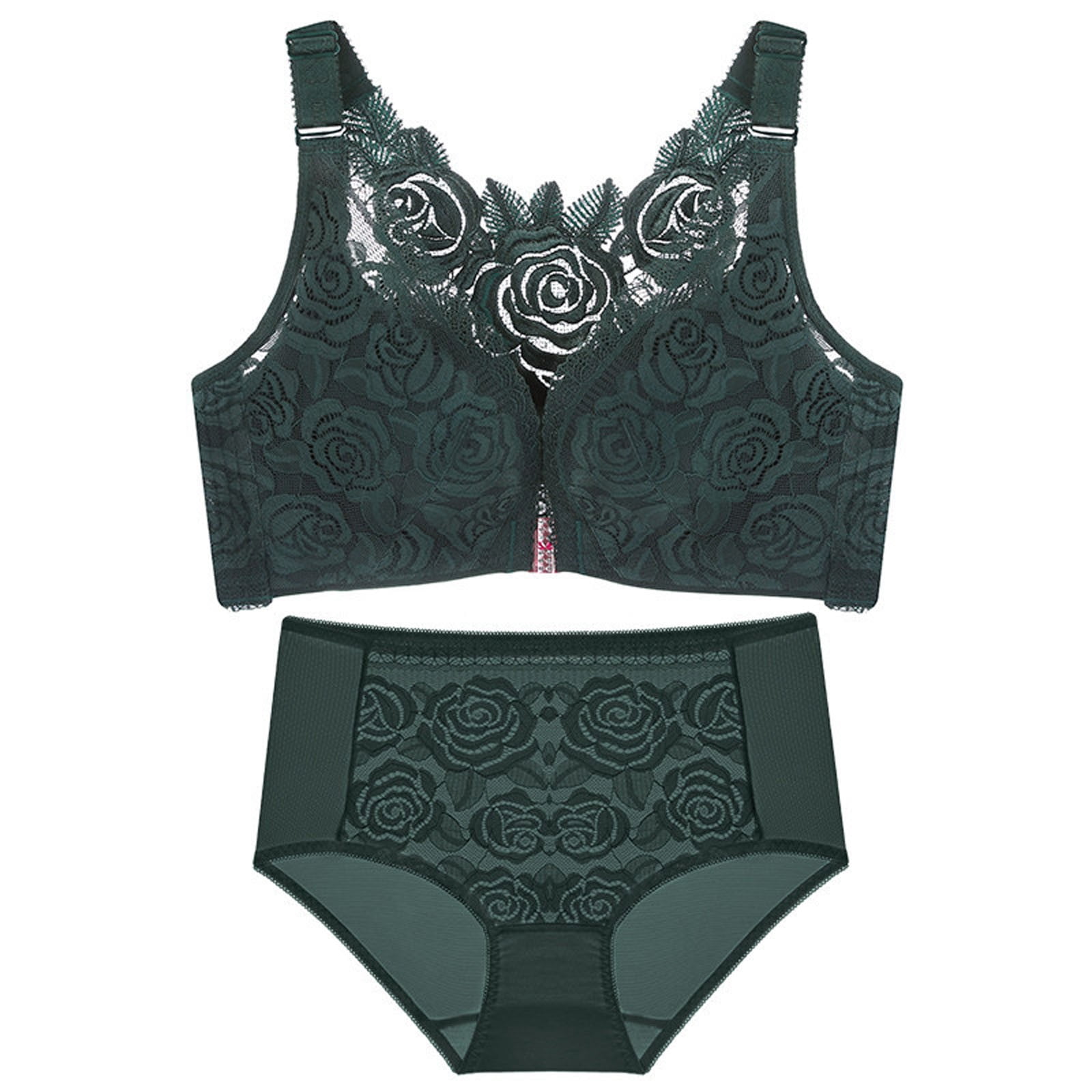LIIPEE Women Bras Solid Color Plus Size Lace Trim Full Coverage ...