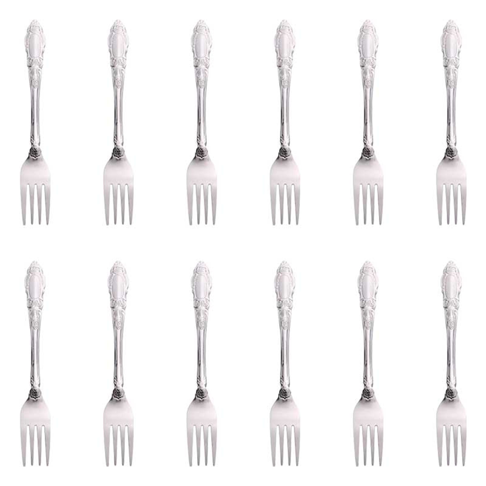 LIJCC 12Pc Large Fork,12Pc Home Stainless Steel Fork Hotel Creative Tail Ruyi Steak Fork Spoon ...