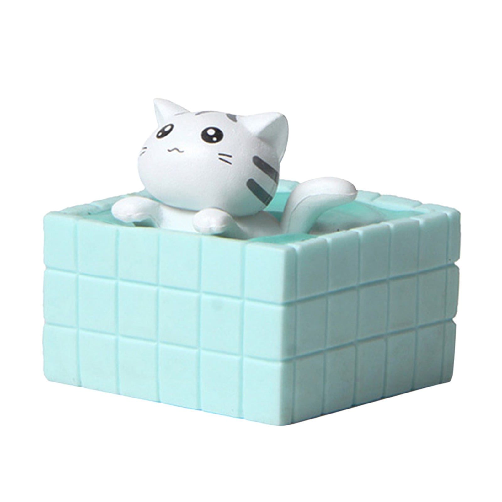 LIJCC 4 Types of Blue Bathtub Cat and Kitten Micro-Landscapes,4 Models ...