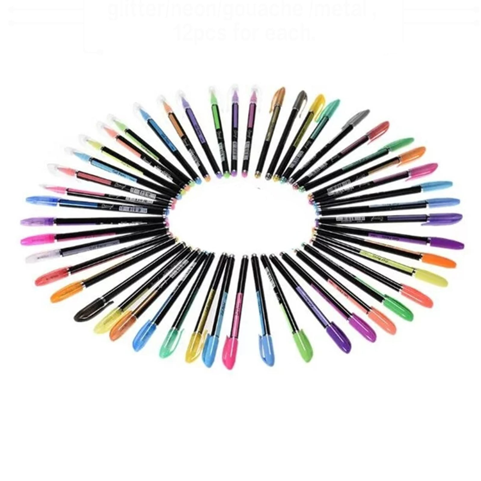 LIJCC 48 Color Gel Pen Fluorescent Glitter Coloring Pens Gel Pens ...