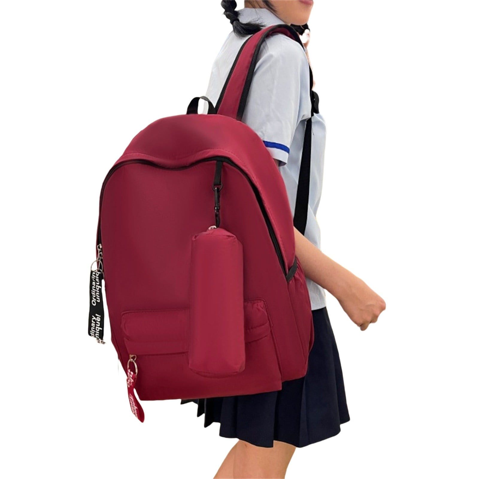 LIJCC Aesthetic Solid Color Laptop Backpack with Cute Small Pencli Bag ...