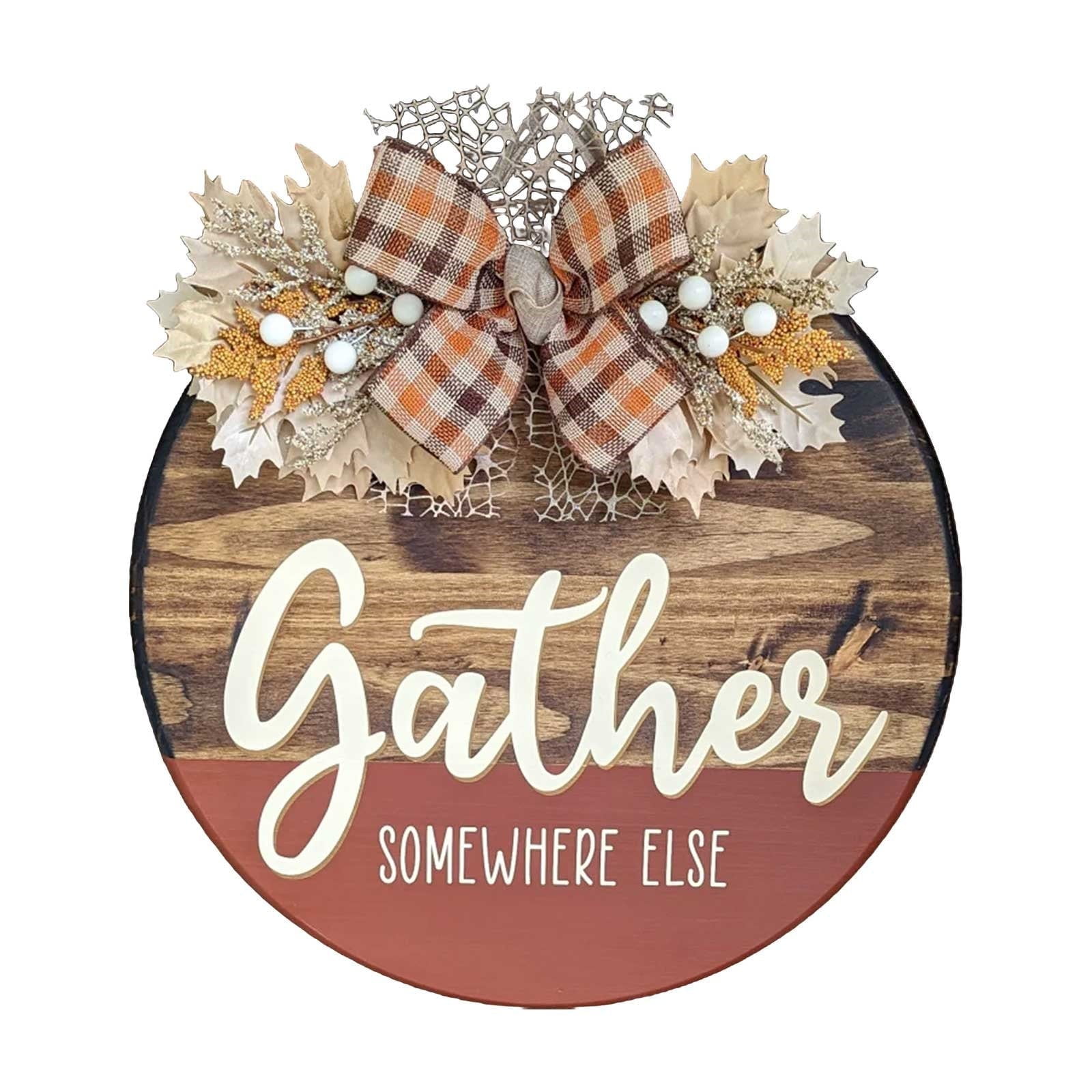 LIJCC Autumn Harvest Thanksgiving Door Sign Welcome Autumn Round Door ...