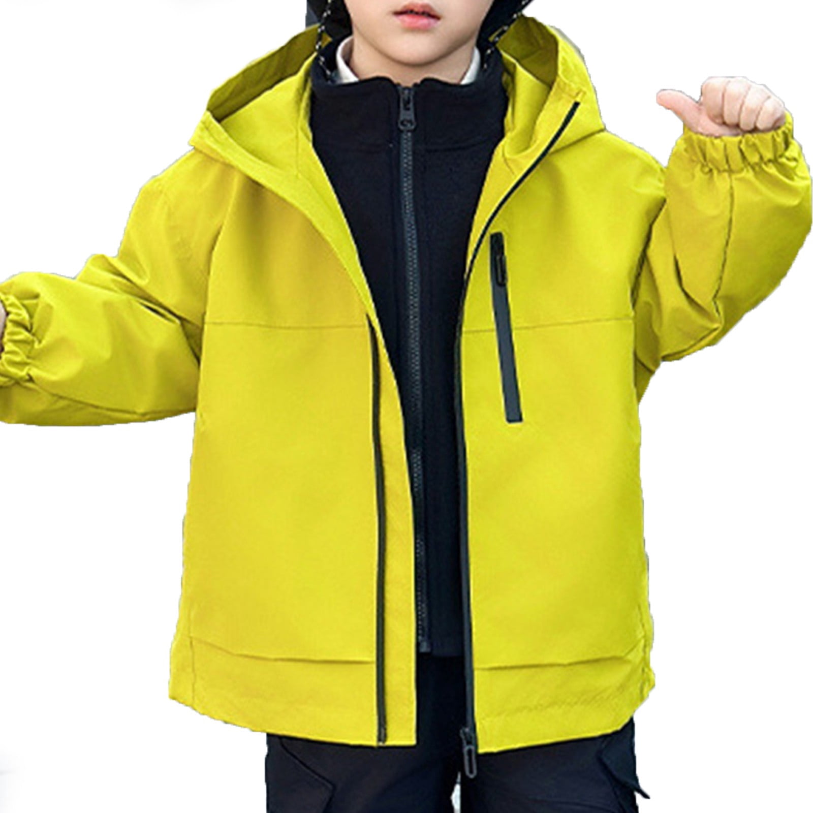 LIJCC Boys Girls Solid Color Rain Jacket Sportswear Waterproof Hoodie ...