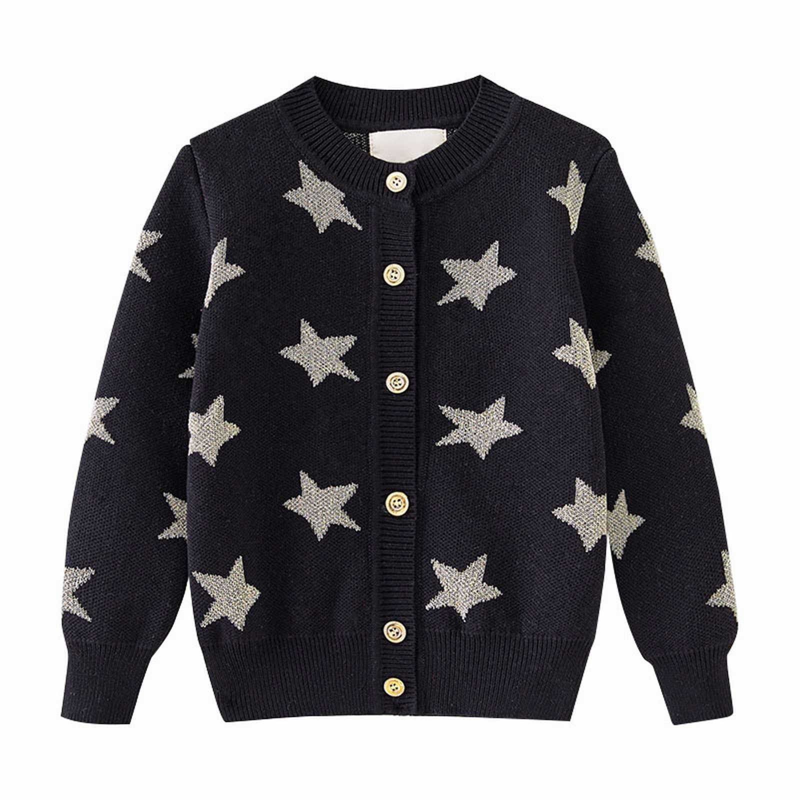 LIJCC Five-Pointed Star Jacquard Children's Sweater Cardigan Coat ...