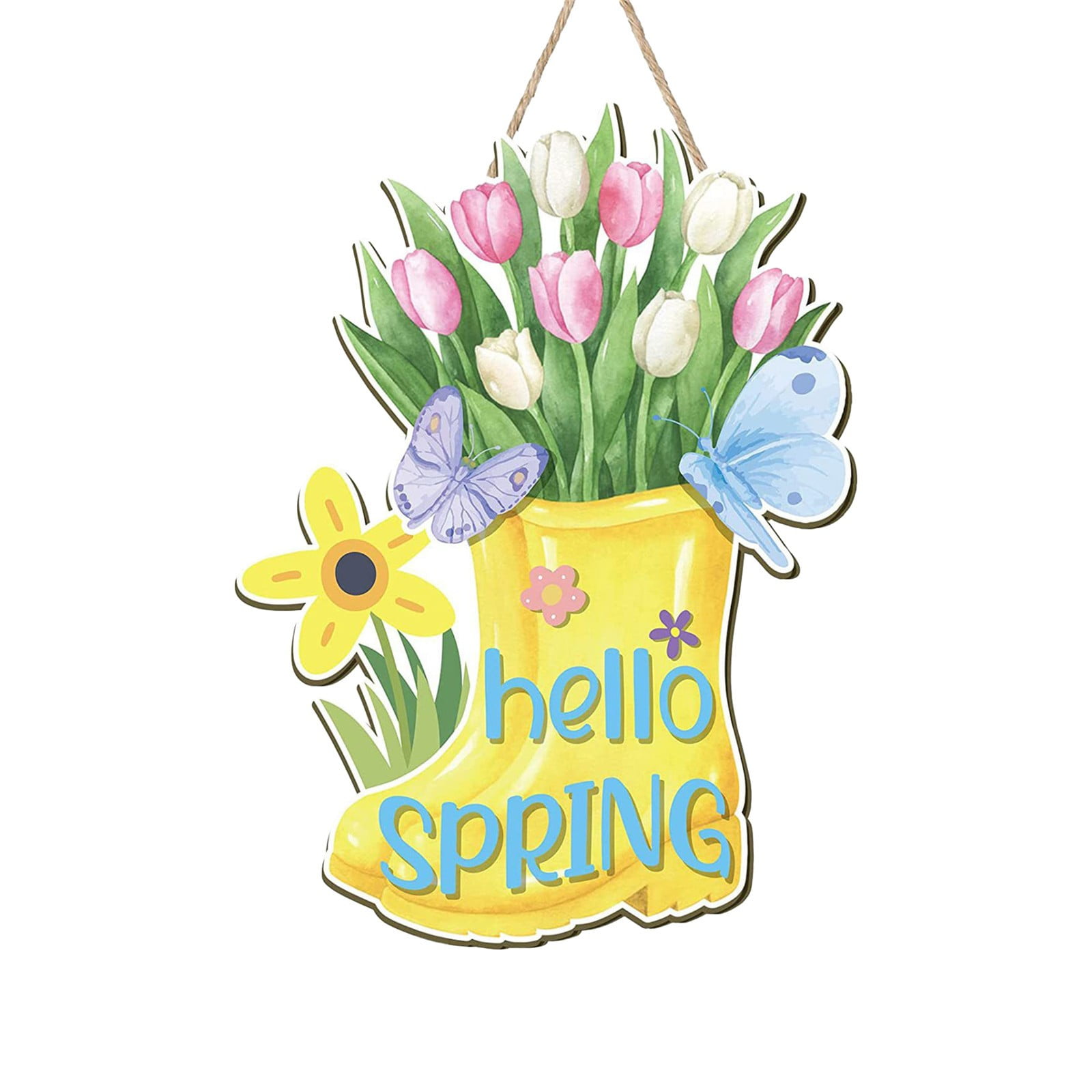 LIJCC Flower Color Printed Welcome Sign Door Panel Colorful Flowers ...