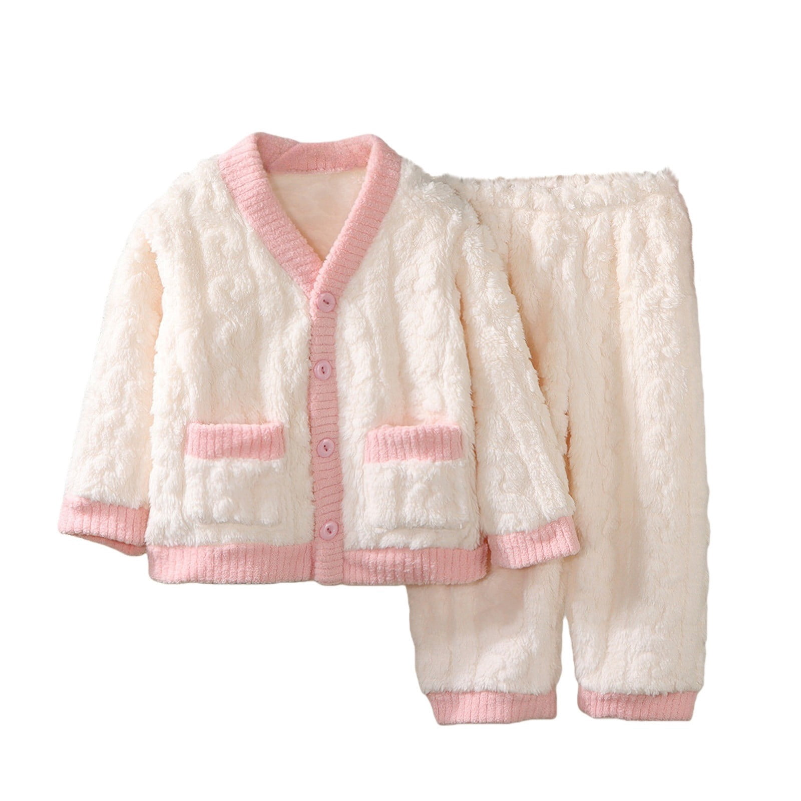 LIJCC Girls Boys Plush Furry Loungewear Warm Sleepwear Winter PJs Cozy ...