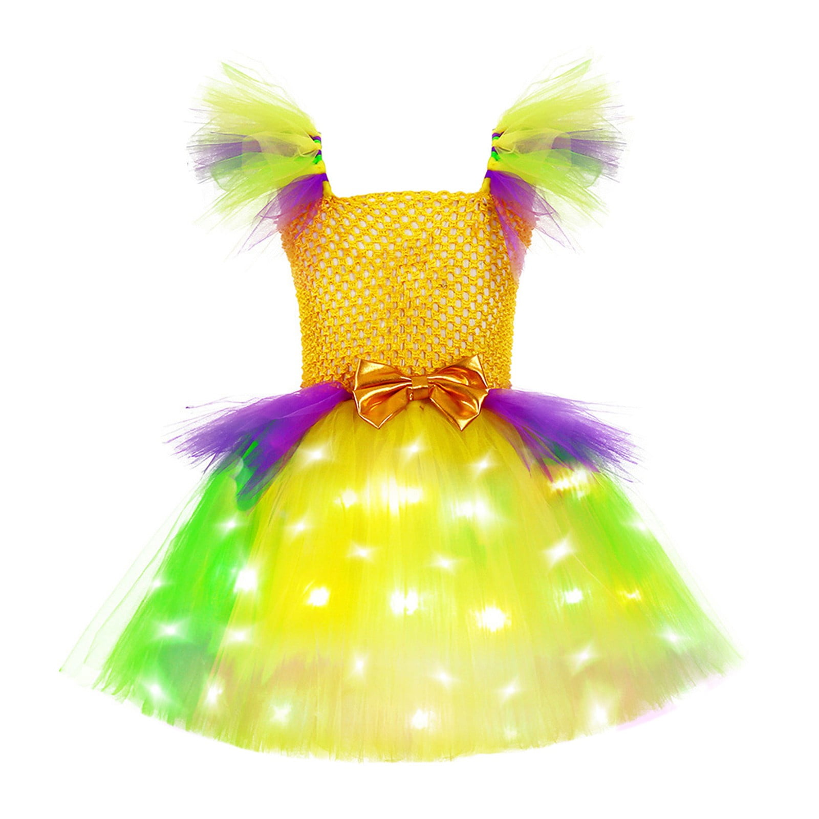 LIJCC Girls' Light-Up Festive Costume Dress - Tulle Ruffle Accents ...