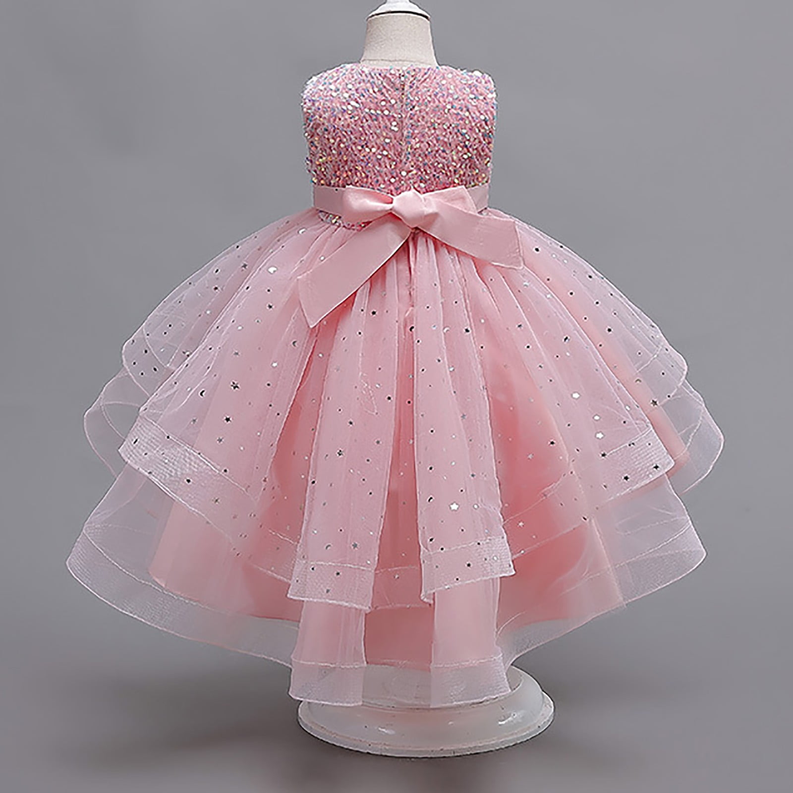 LIJCC Girls Sleeveless Dress Piano Concert Sequin Dress Kids Girls Star ...