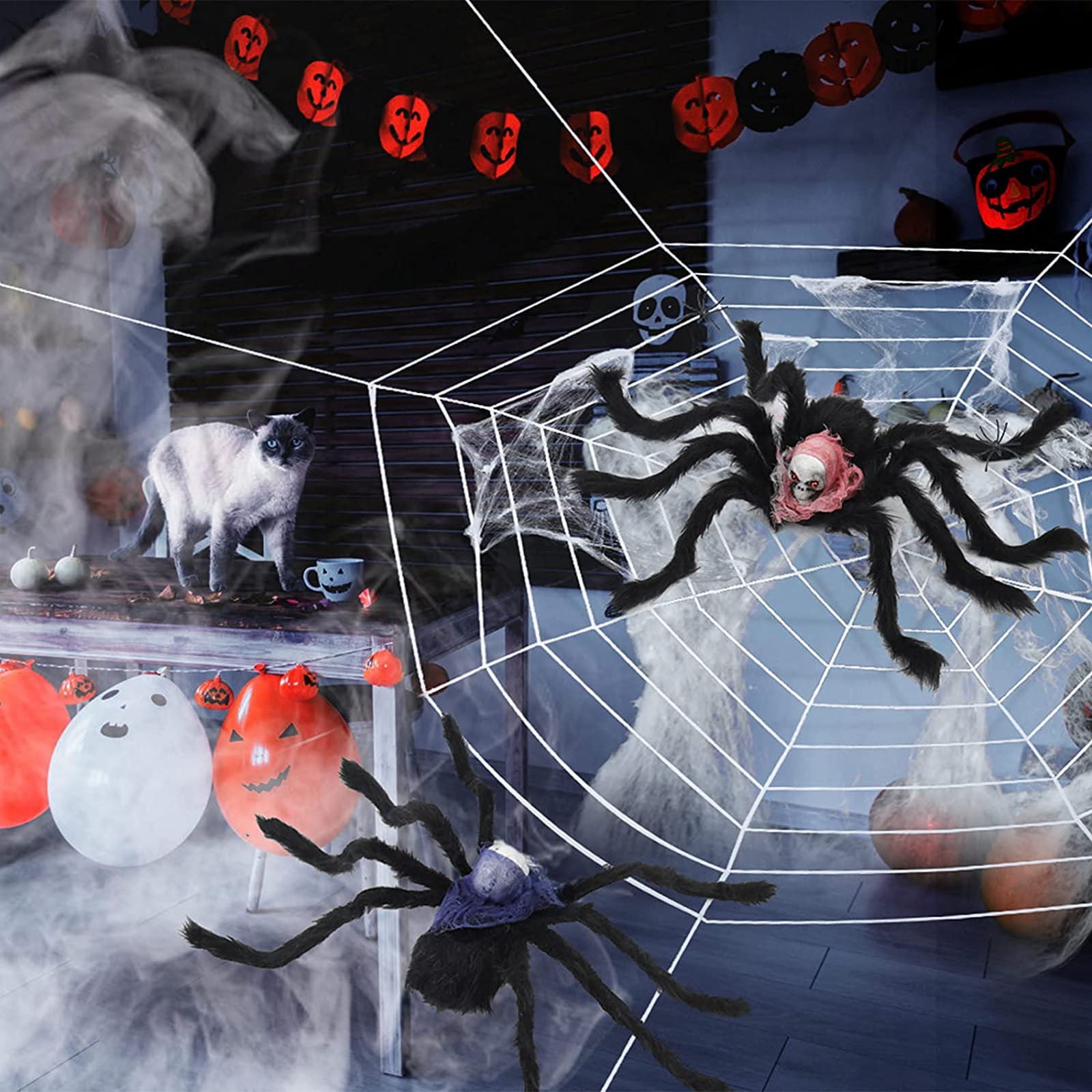 LIJCC Hallow Spider Props Make a Person Full of Black Plush Spider ...