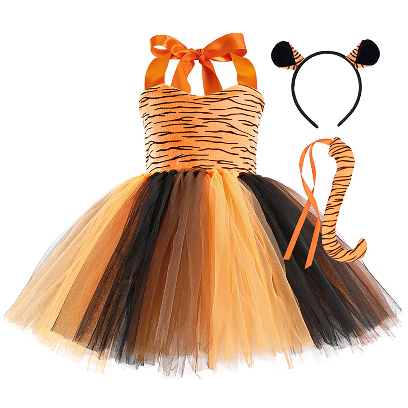 LIJCC Halloween Dress for Girls Leopard Print Dress Up Tulle Tutu Skirt ...