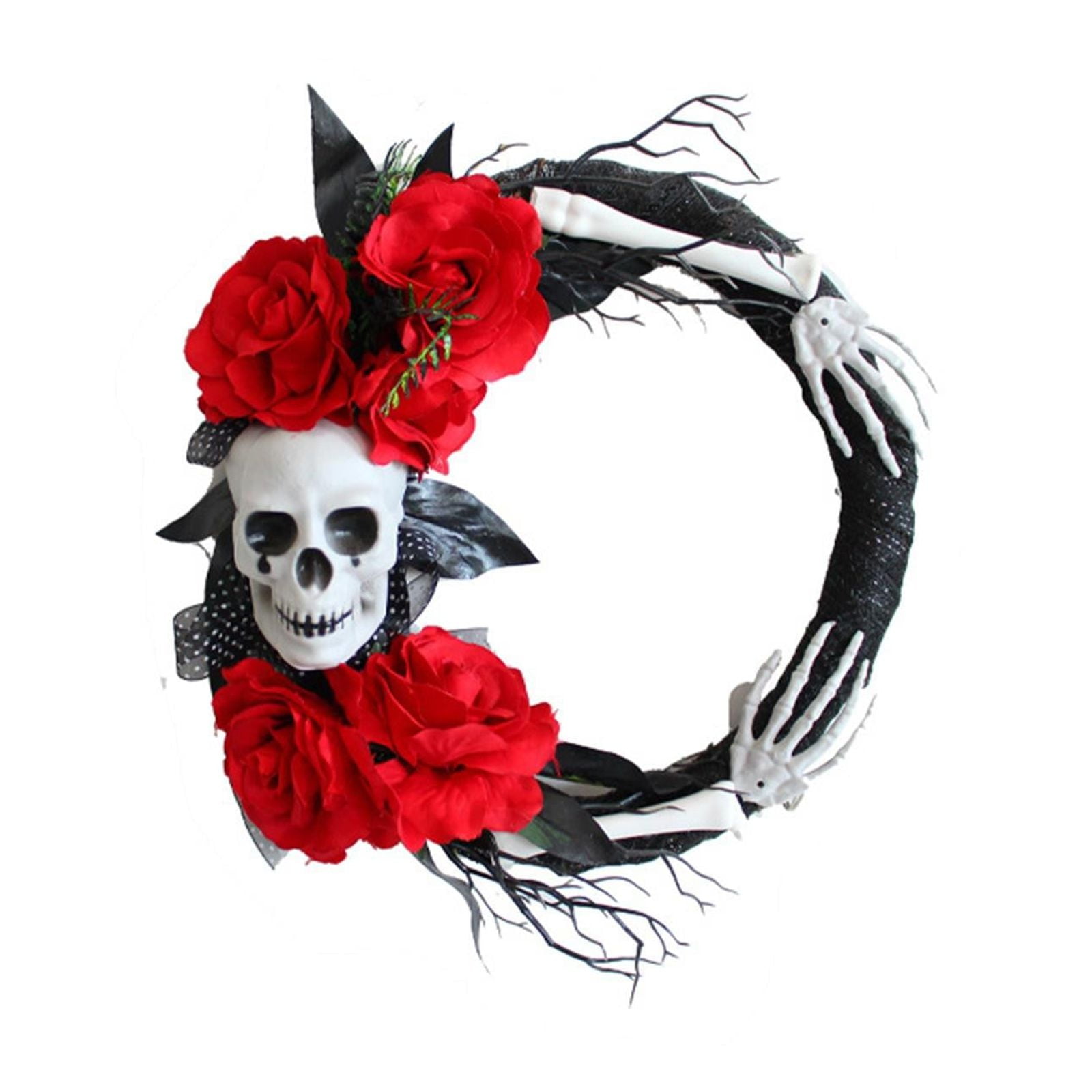 LIJCC Halloween Skull Red Rose Ghost Hand Garland,Halloween Wreath for Front Door Halloween ...
