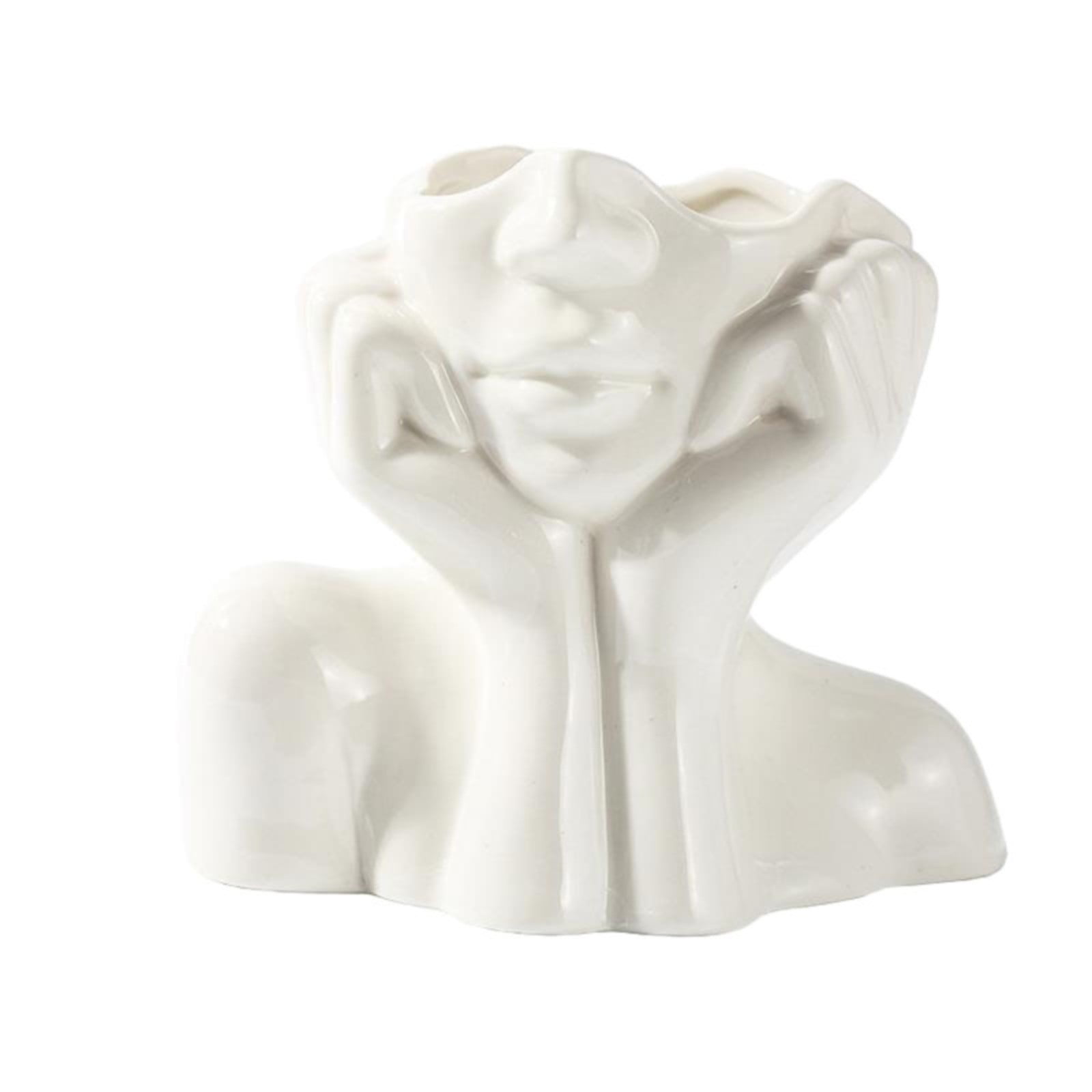 LIJCC Human Body Ceramic Vase,Creative Ceramic Vase Bust Head Shaped ...