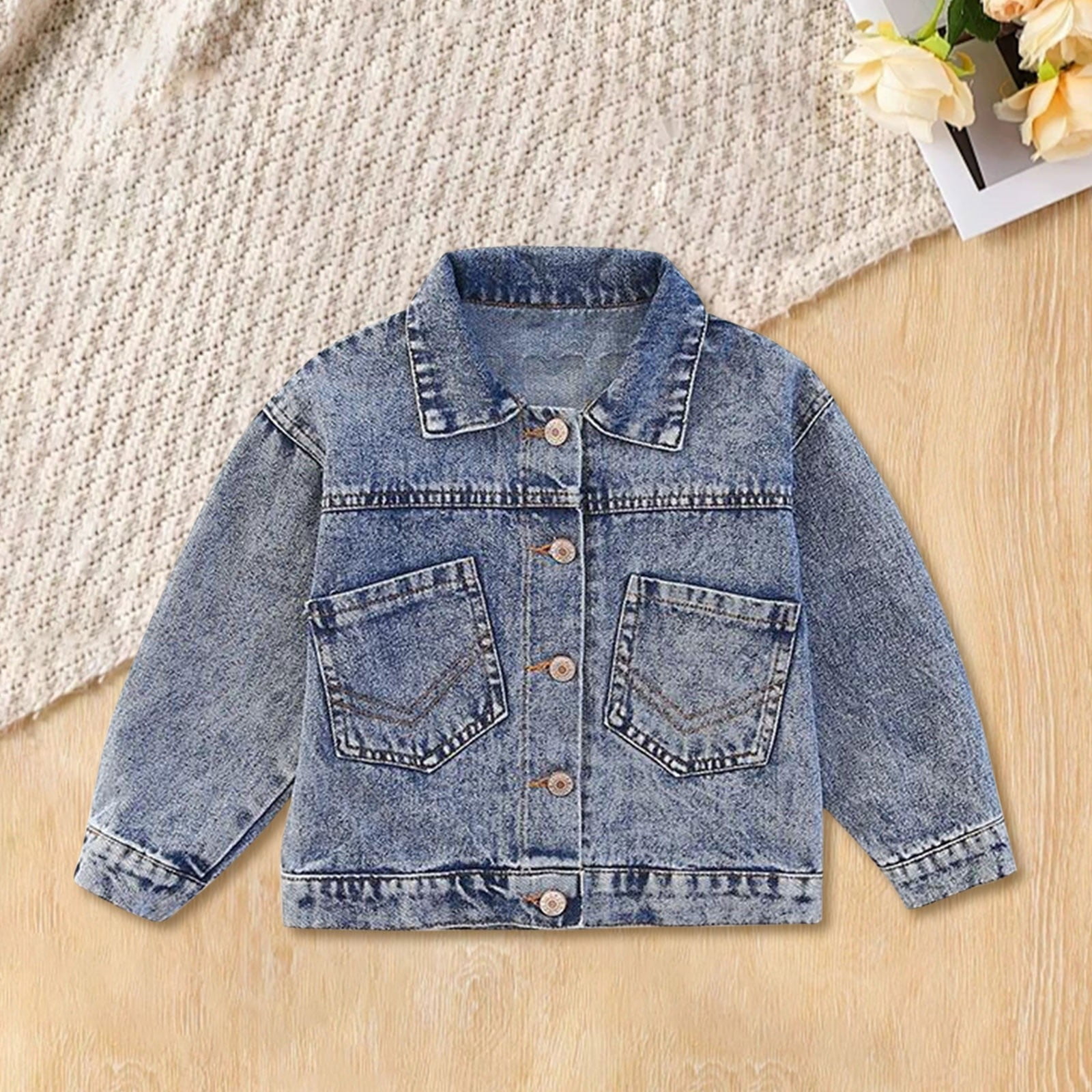 LIJCC Kid Boy Girl Denim Jacket Baby Button Down Jeans Coats Long ...