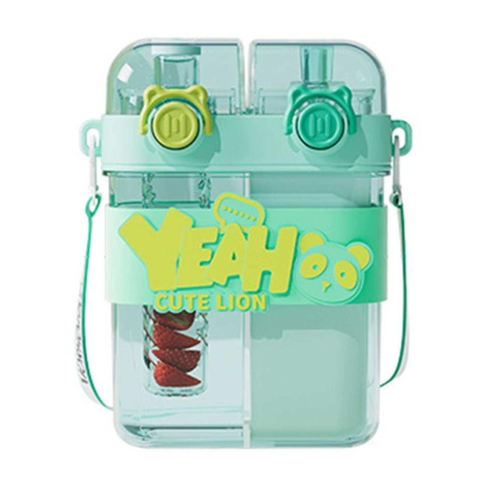 LIJCC Large-Capacity Double Drinking Cups with Compartments,Kawaii ...