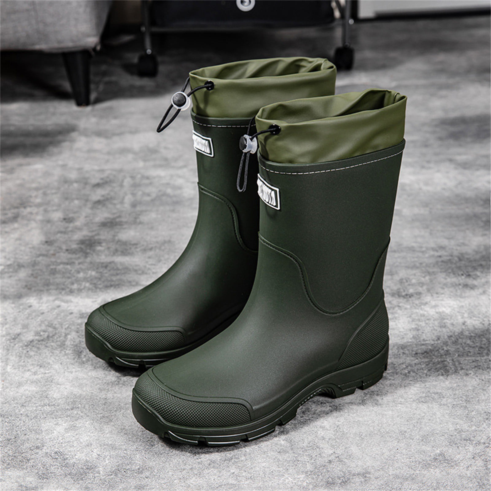 LIJCC Mens Rain Boots Stylish Mid-Tube Water Boots Waterproof PVC ...