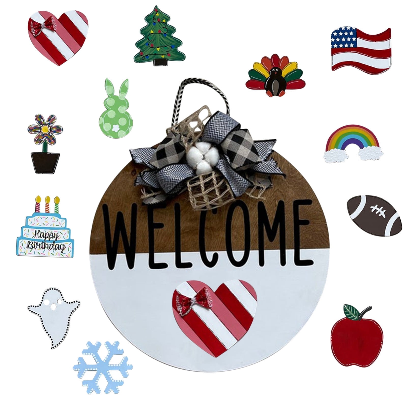 LIJCC Replaceable DIY Seasonal Signs Home Holiday Decoration Door ...