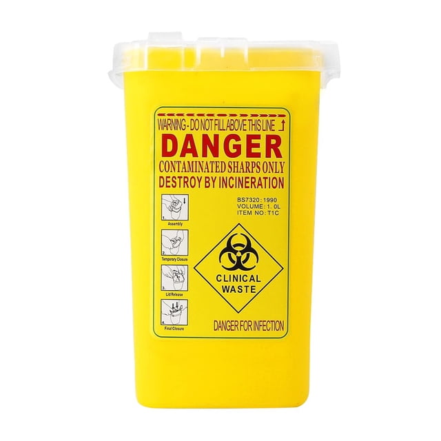 LIJCC Sharps Collection Bin, Needle Red Sharps Biohazard Container ...
