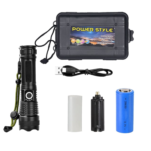 LIJCC Strong Flashlight with Battery Set Flashlight P50 Strong Light ...