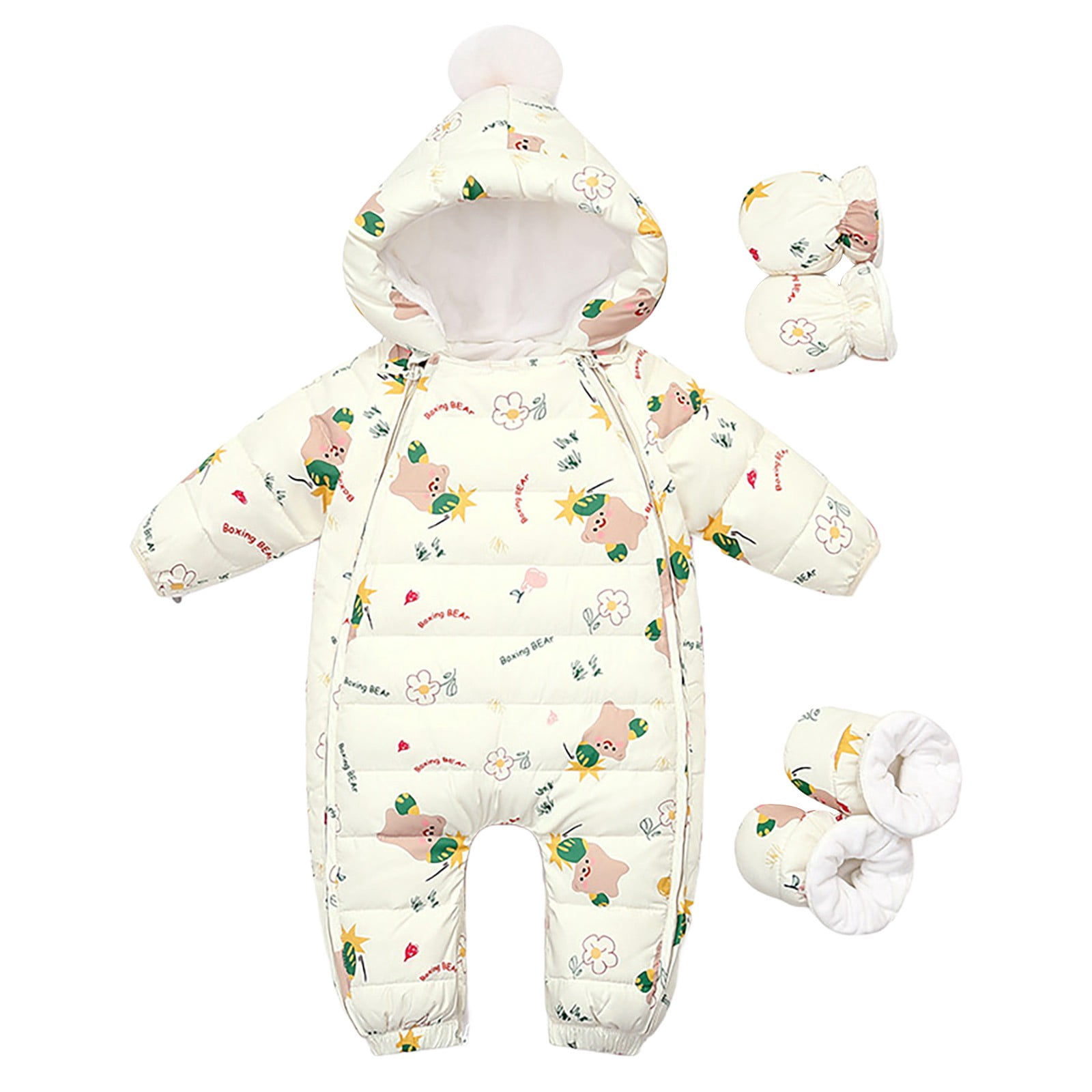 LIJCC Toddler Baby Printed Snowsuit One Piece Ski Suit with Gloves ...