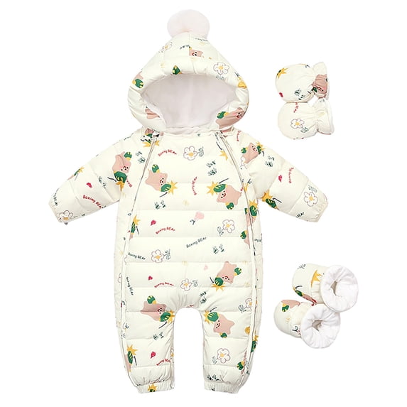 LIJCC Toddler Baby Printed Snowsuit One Piece Ski Suit with Gloves ...