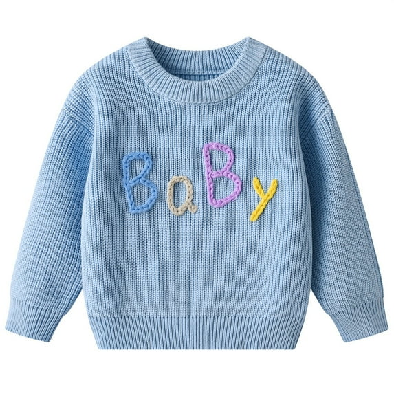 LIJCC Toddler Kids Embroidered Crewneck Long Sleeve Cute Sweaters Knit ...