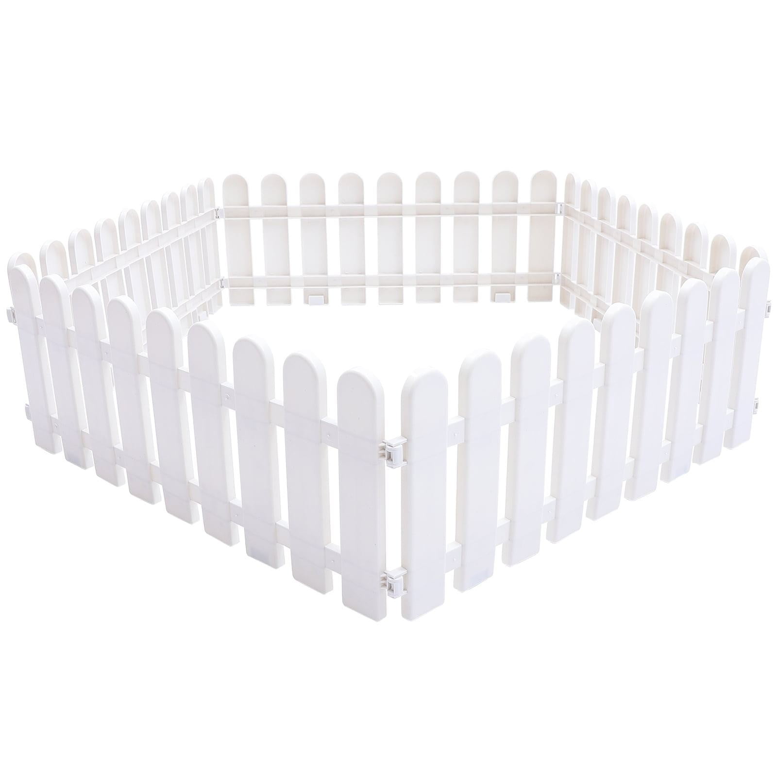 LIJCC White Plastic Picket Fence 5Pc Set of Premium White Plastic ...