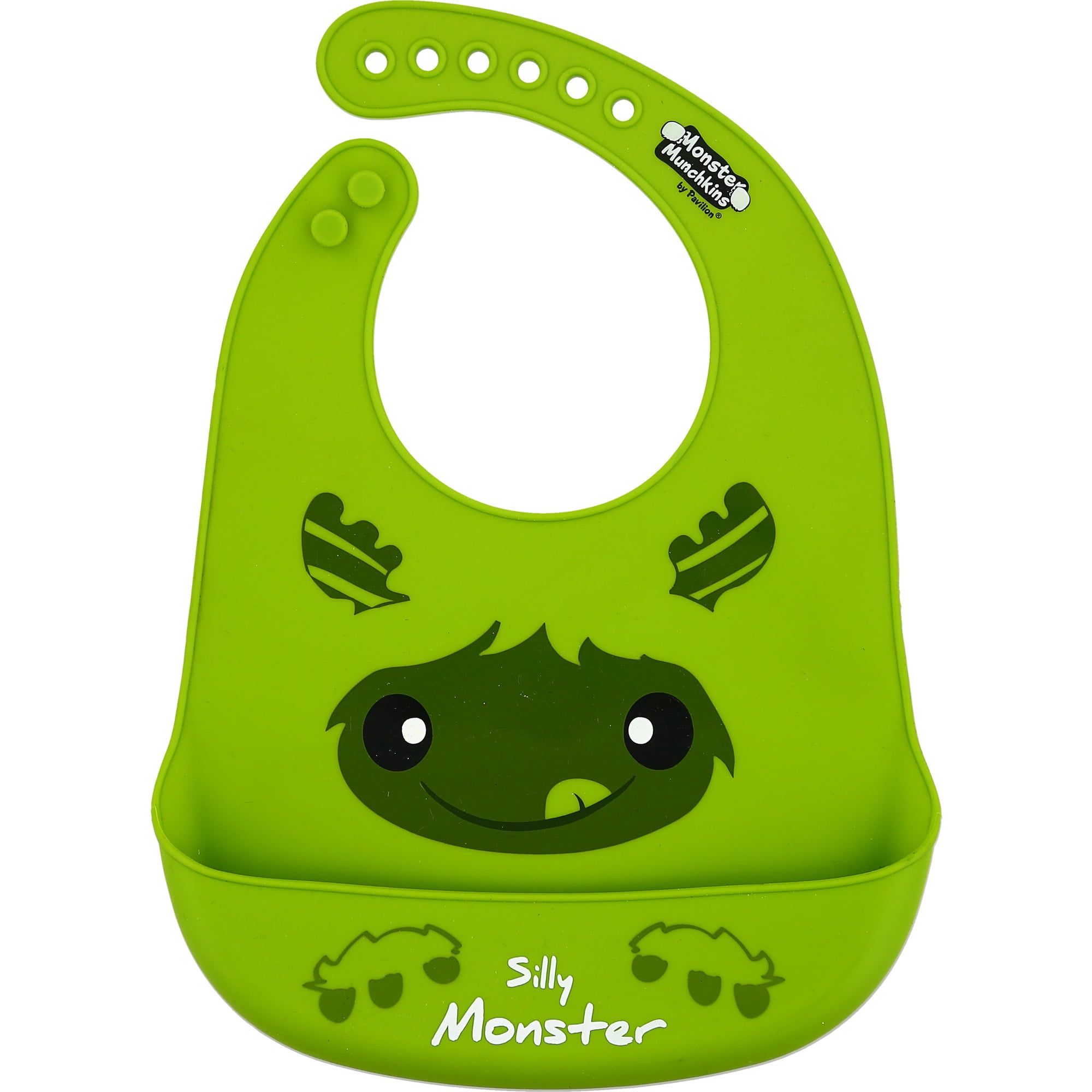Green Silly Monster - 12" Silicone Catch All Bib - Walmart.com
