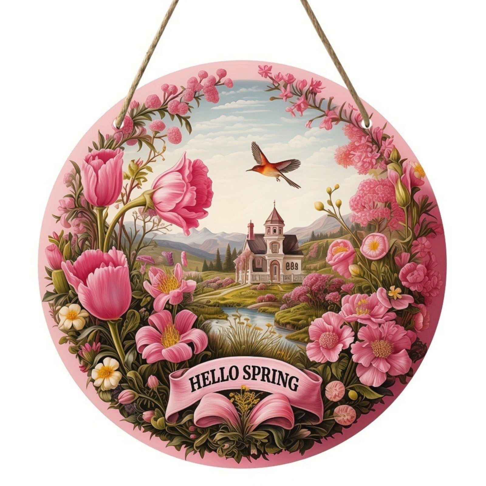 LIJCC Wooden Spring Door Sign,Spring Decor Hello Spring Sign Welcome ...