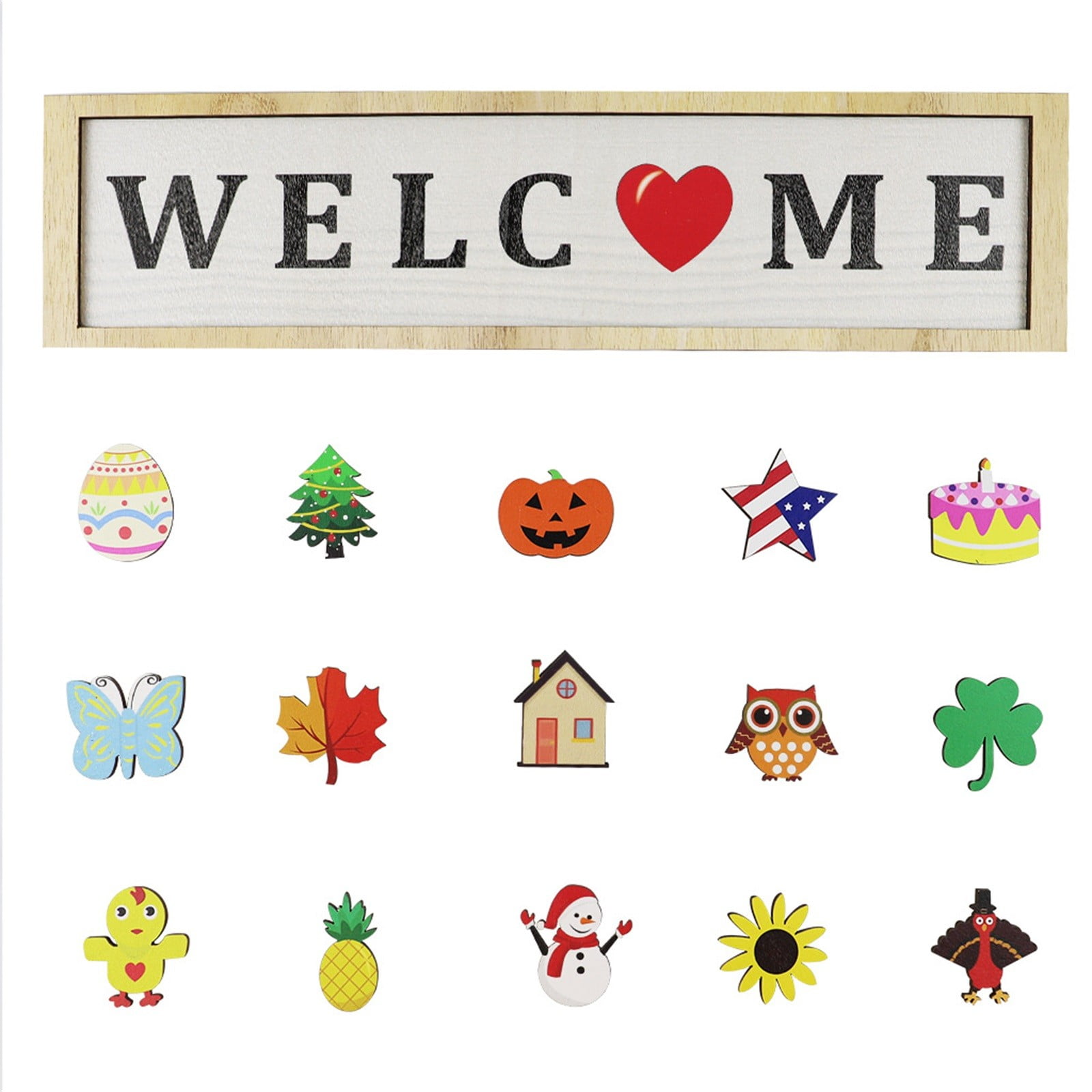 LIJCC Wooden Welcome Sign Front Porch Rustic Door Hanging,Cute ...