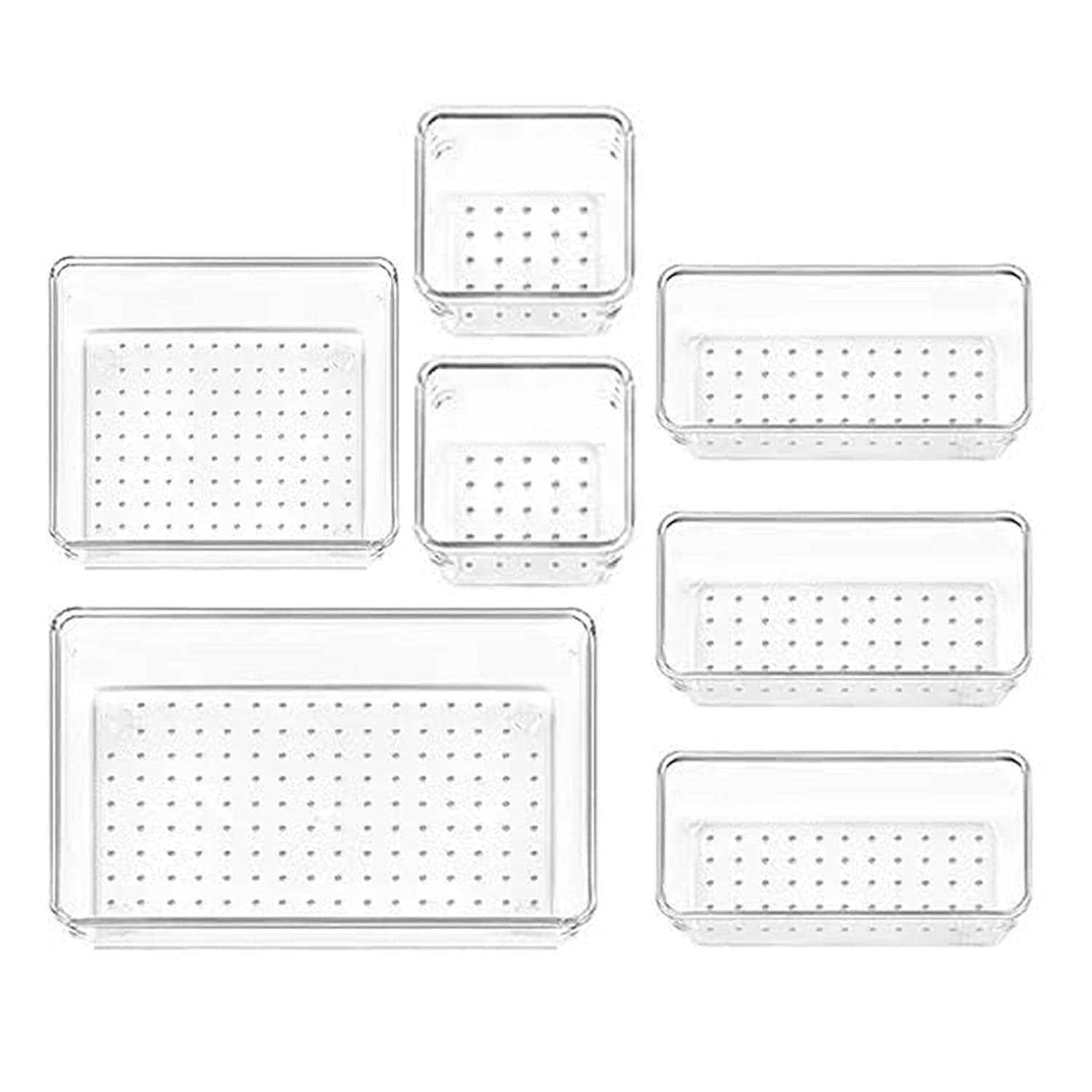 LIJIE Transparent Storage Organizer Set 7 Pieces Drawer Containers 4 ...