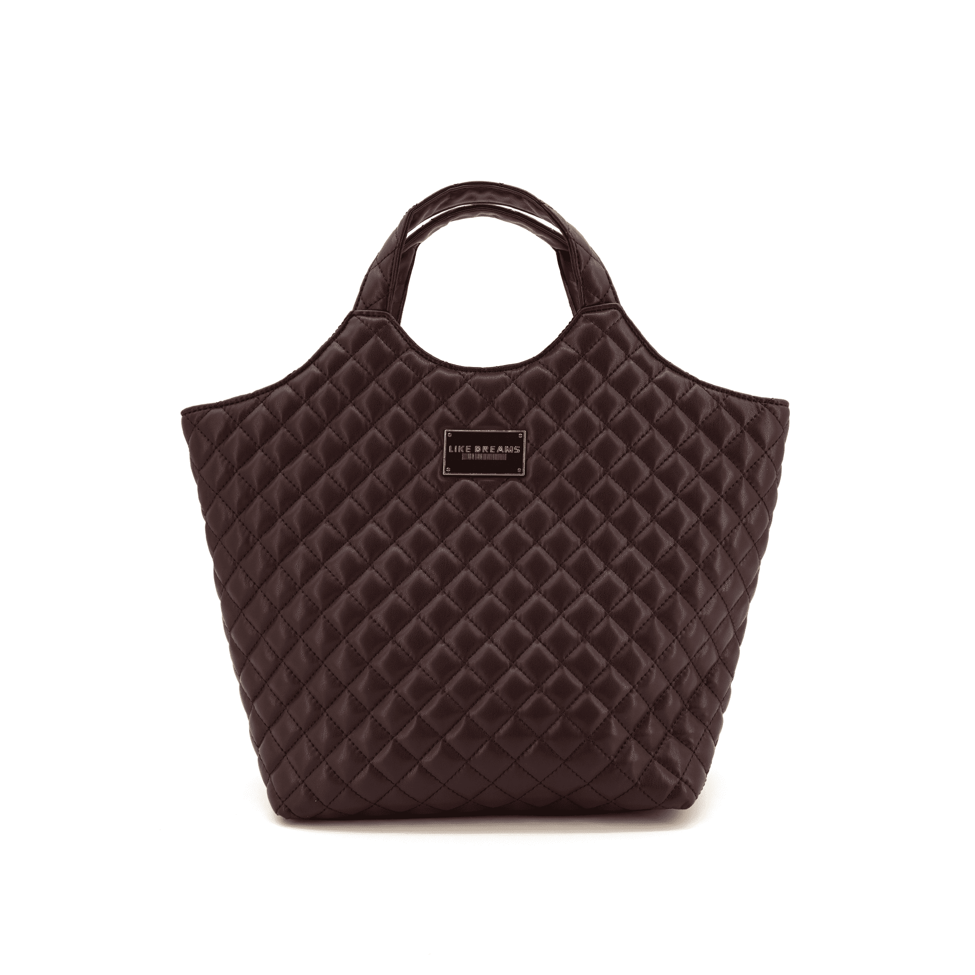 LIKE DREAMS Vegan Leather Double Chain Link Strap Juliet Quilted Tote ...