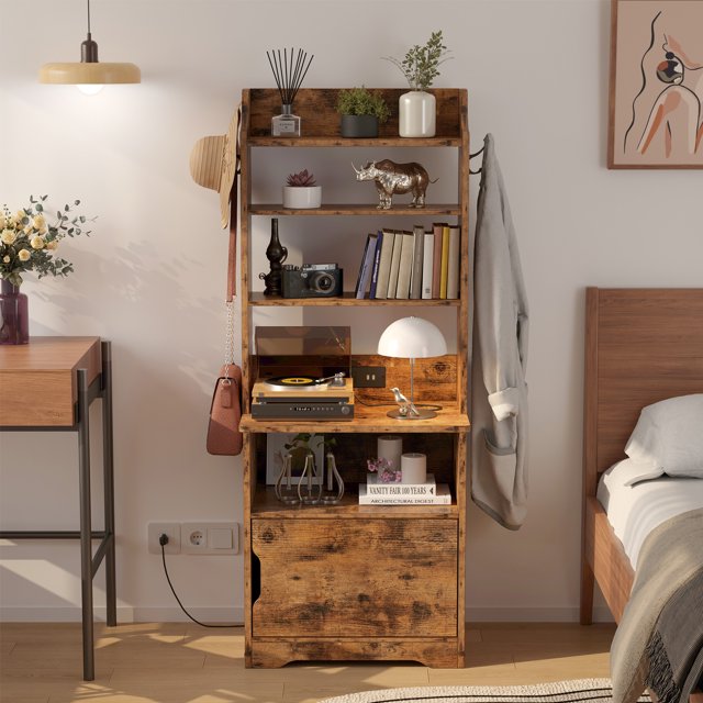 Free Shipping! LIKIMIO Tall Night Stand with Charging Station | 5-Tier ...