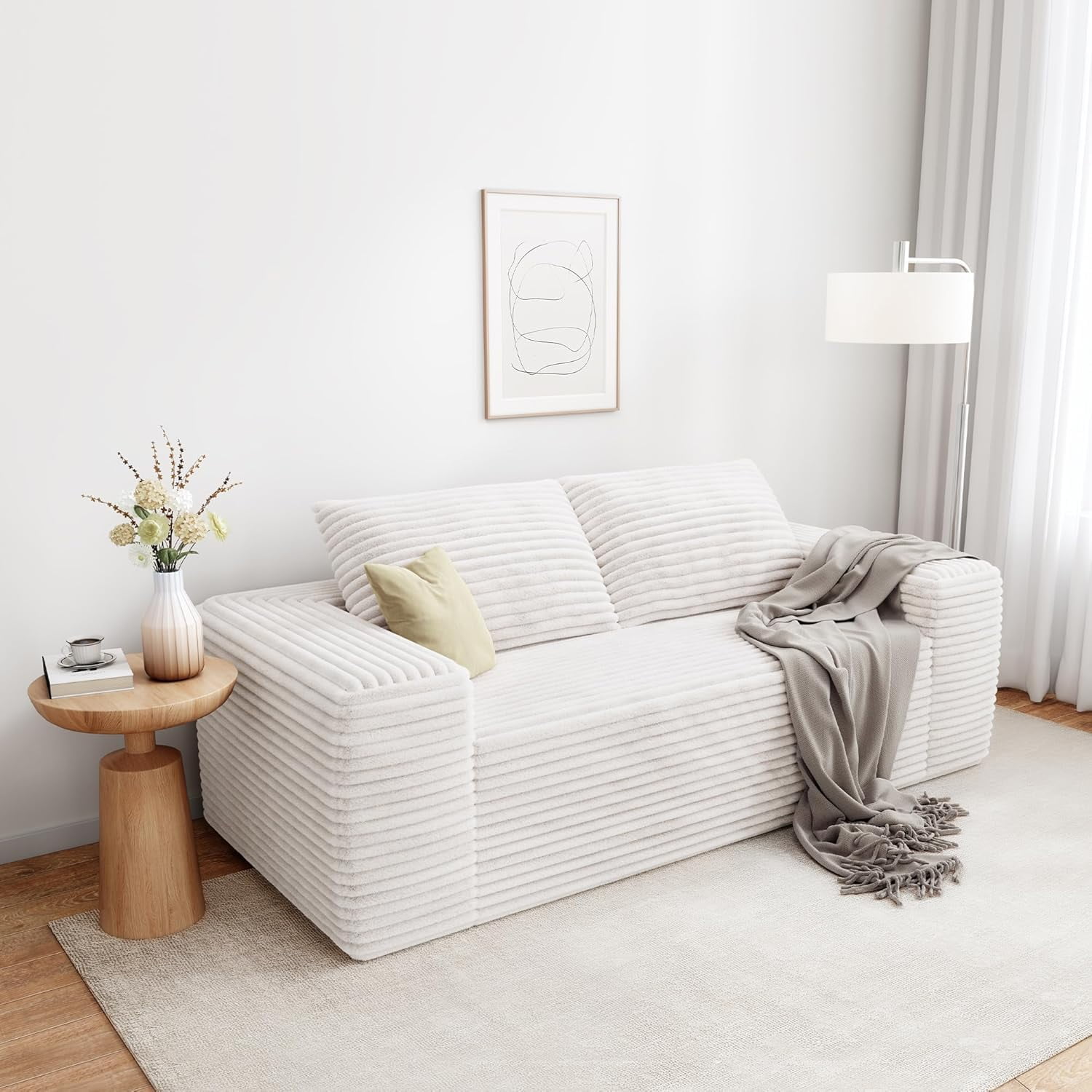 LIKIMIO 71" Loveseat Sofa in a Box - Plush Corduroy Deep Seat Couch, No ...