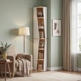 LIKIMIO 71" Tall Narrow Corner Bookcase, 6 Tier Cube Storage Display ...