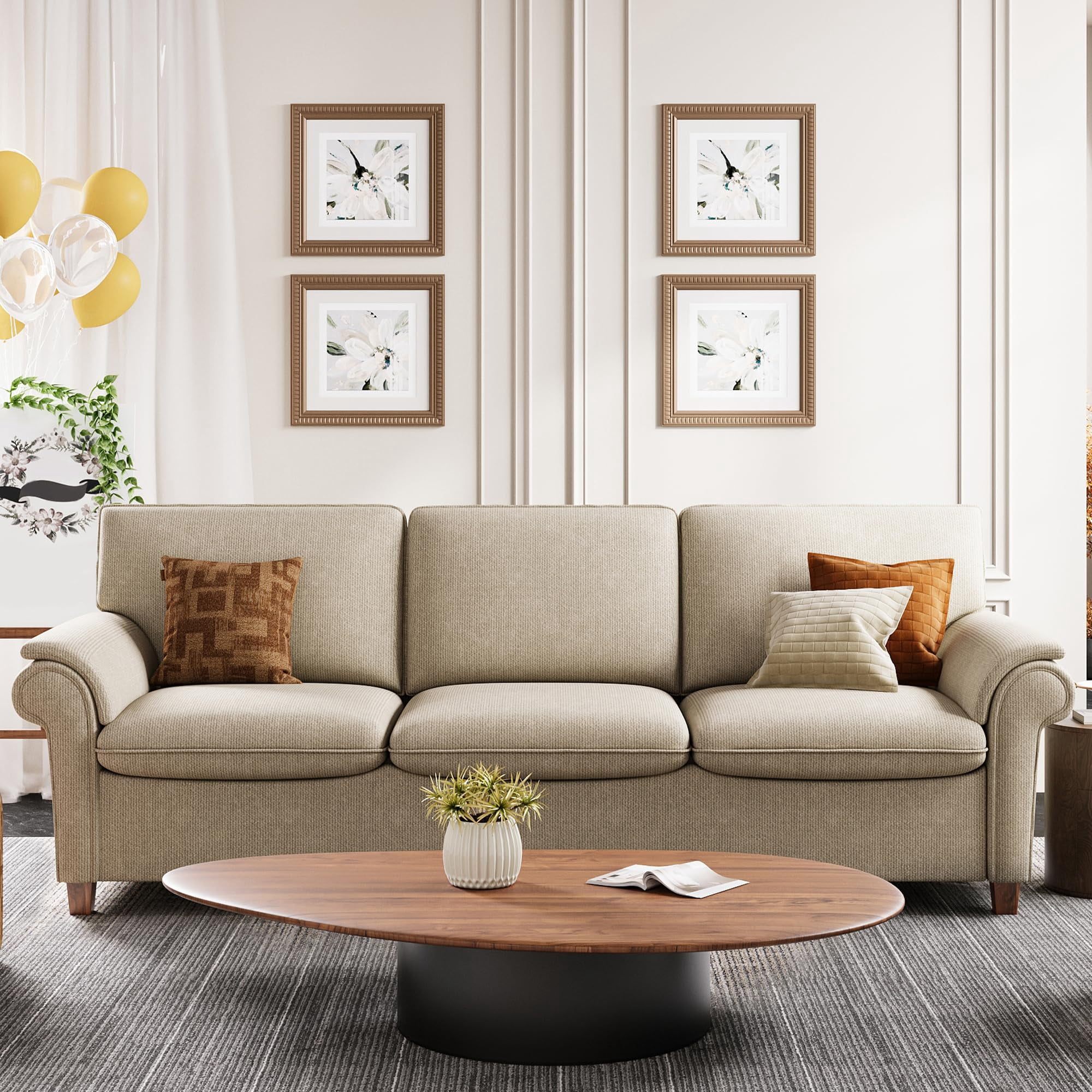 LIKIMIO Sofa 89 Inch, Comfy Sofa Couch with USP Port, Extra Deep Seats ...