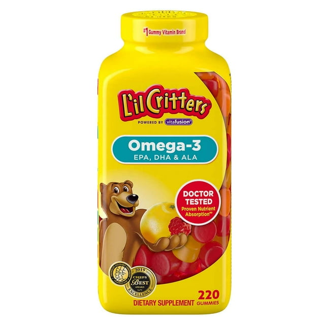 LIL CRITTERS #1 Kids Gummy Vitamin Brand Omega 3, EPA, DHA & ALA, 220 ...