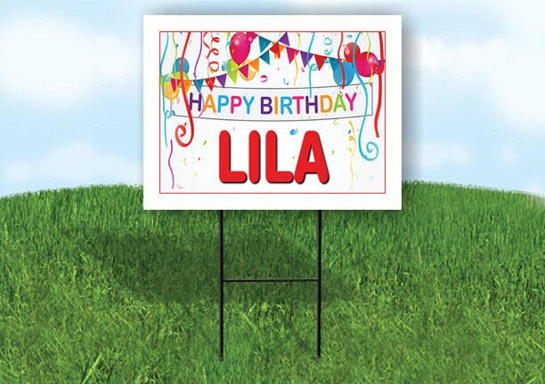 LILA HAPPY BIRTHDAY BALLOONS 18 in x 24 in Yard Sign Road Sign with ...