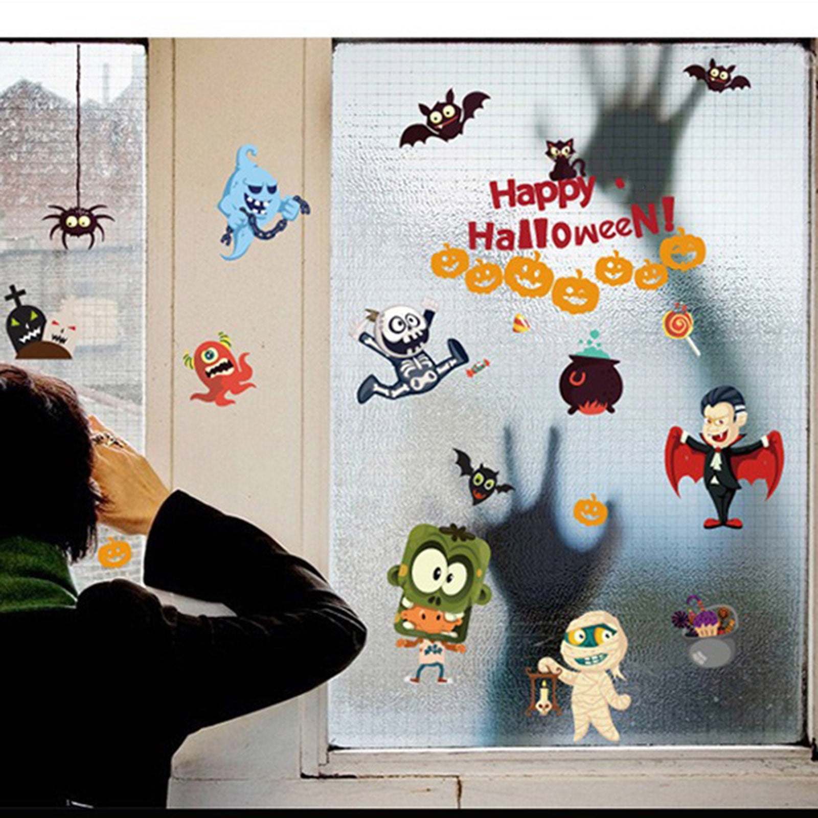 LILELIS New Variety Anime Stickers Window Clings For Glass Pumpkin Bat ...