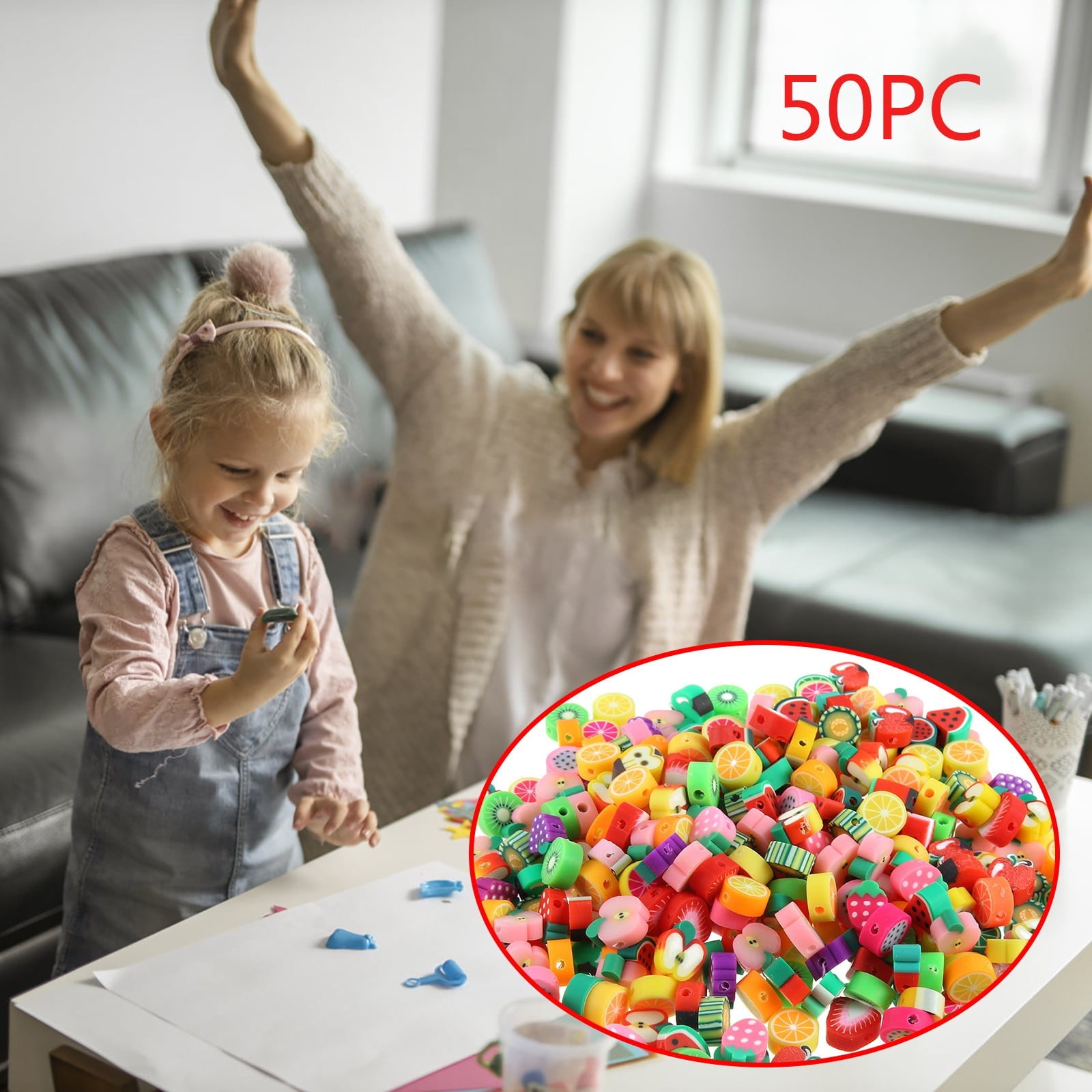 LILELIS Rubber Thread Fruit Beads DIY Bracelet Beads Round Beads Soft ...