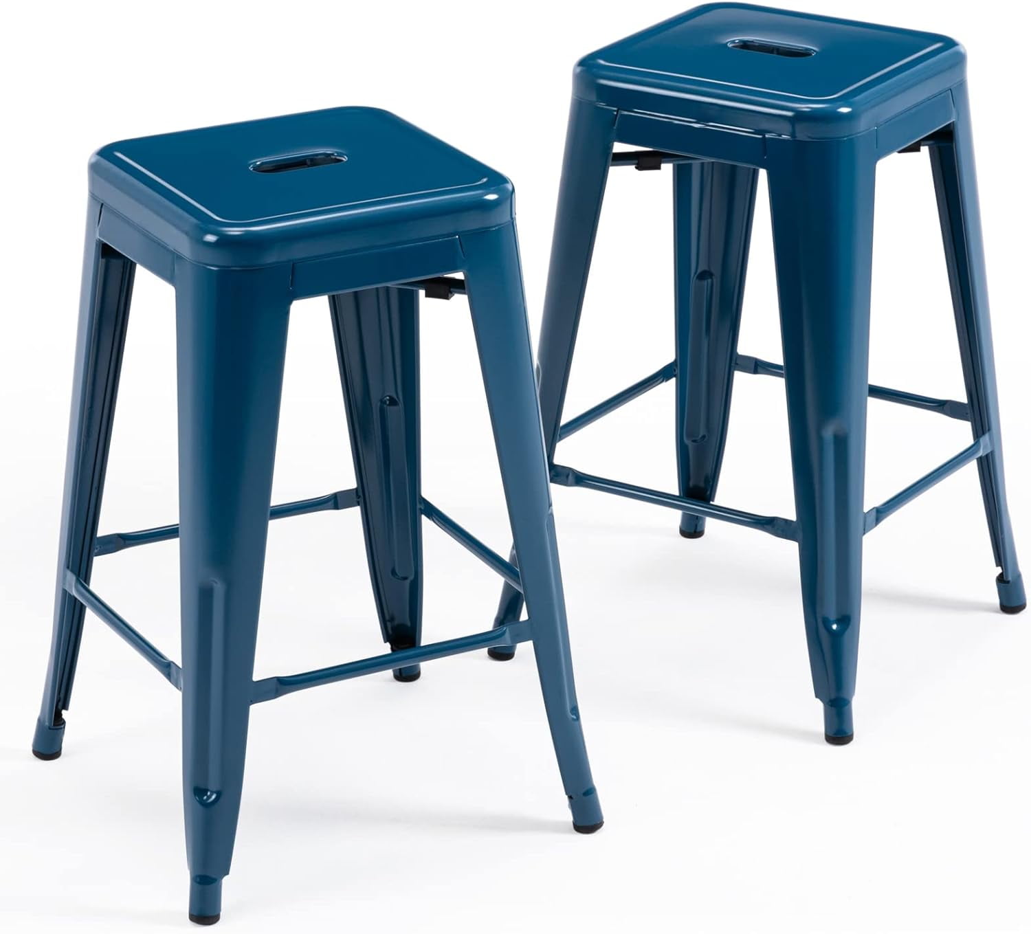 LILEYI 24 Inch Metal Bar Stools, Backless Counter Height Barstools ...
