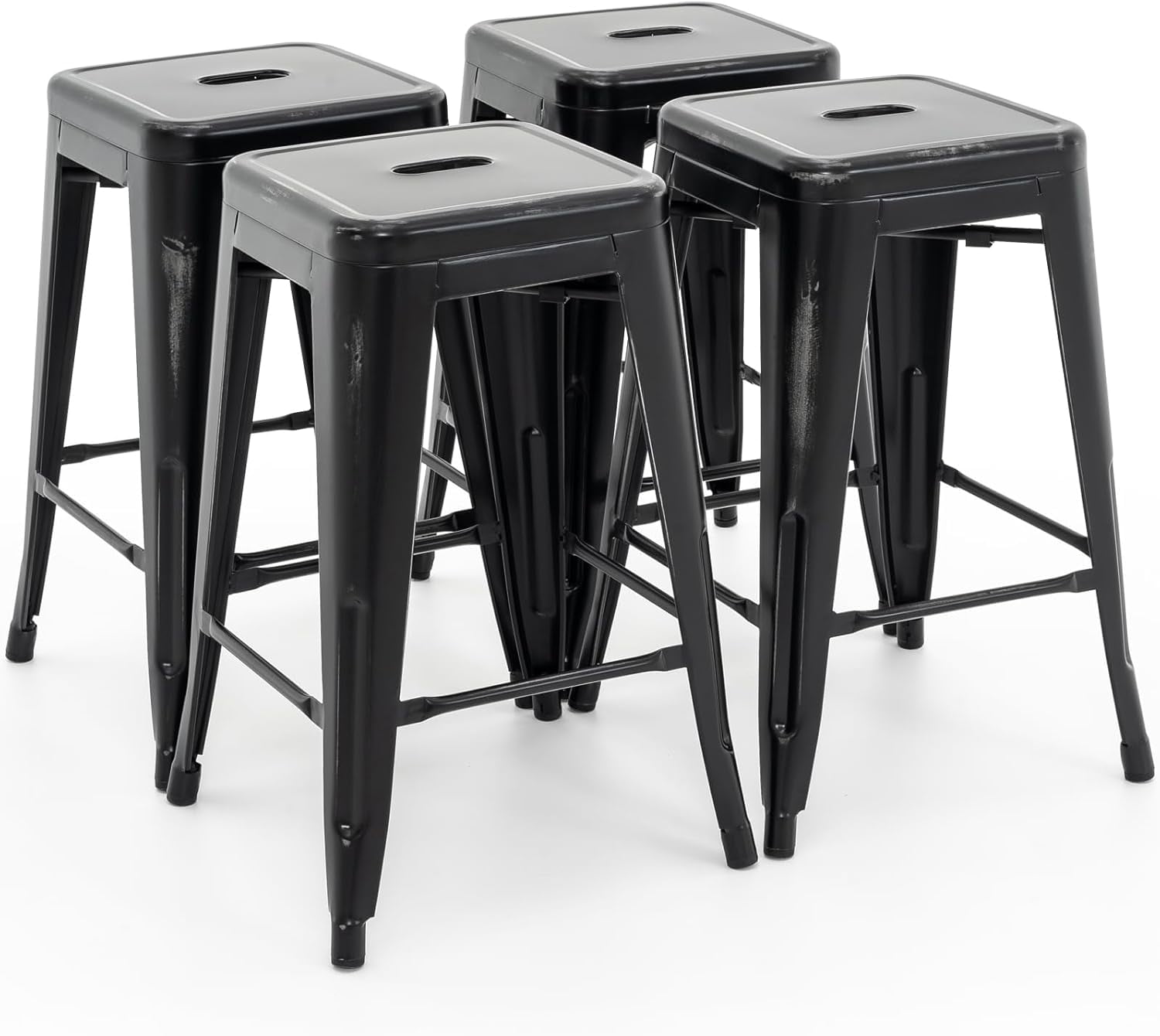 LILEYI 24 Inch Metal Bar Stools, Backless Counter Height Barstools ...