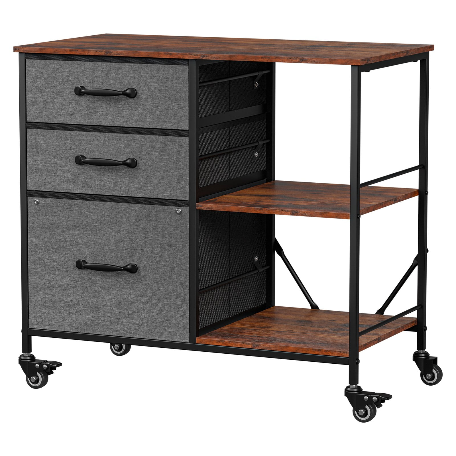 LILEYI 3 Drawer Mobile File Cabinet, Rolling Lateral Printer Stand with ...