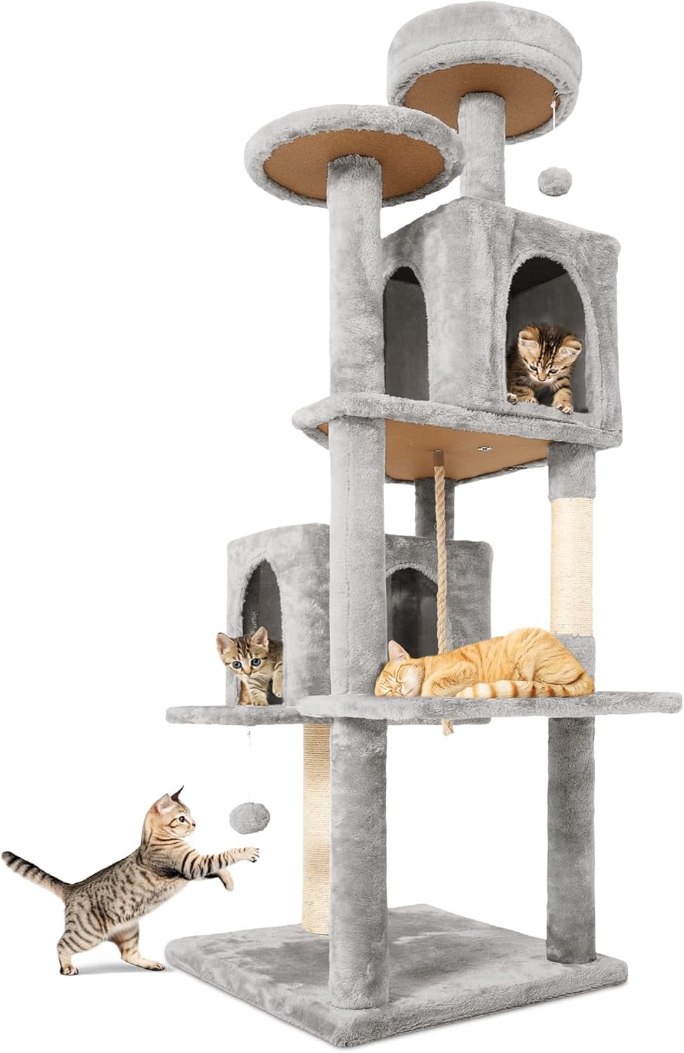 LILEYI 58.5inch Large Cat Tree Tower Condo for Indoor Cats, Soft Plush ...