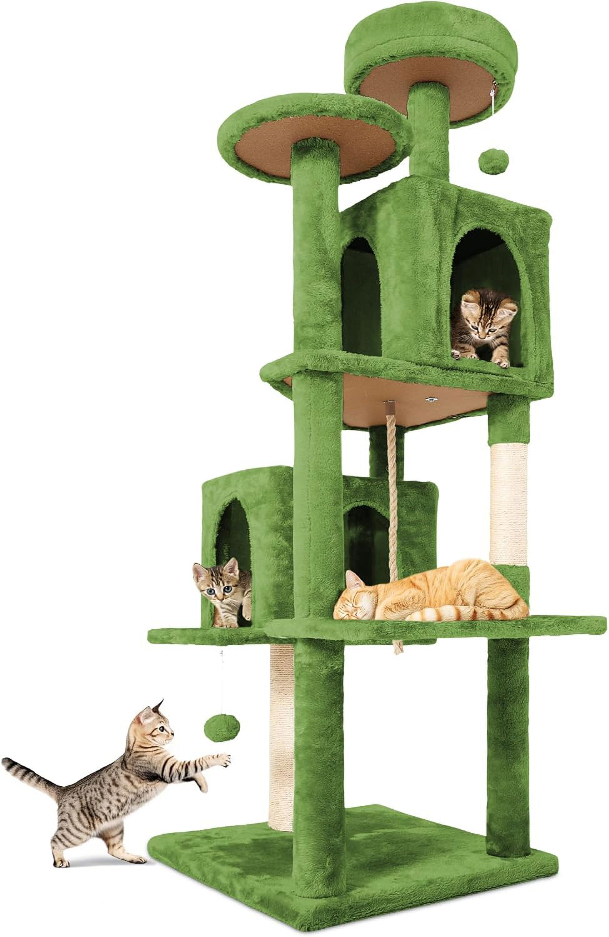 LILEYI 58.5inch Large Cat Tree Tower Condo for Indoor Cats, Soft Plush ...